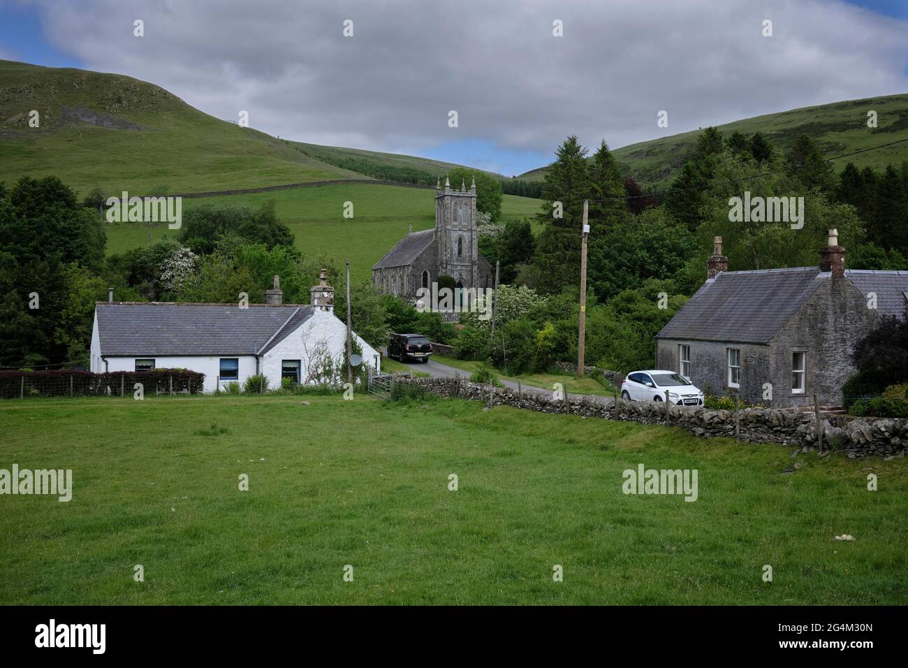 Views of Bentpath including Westerkirk Parish Church Stock Photo - Alamy