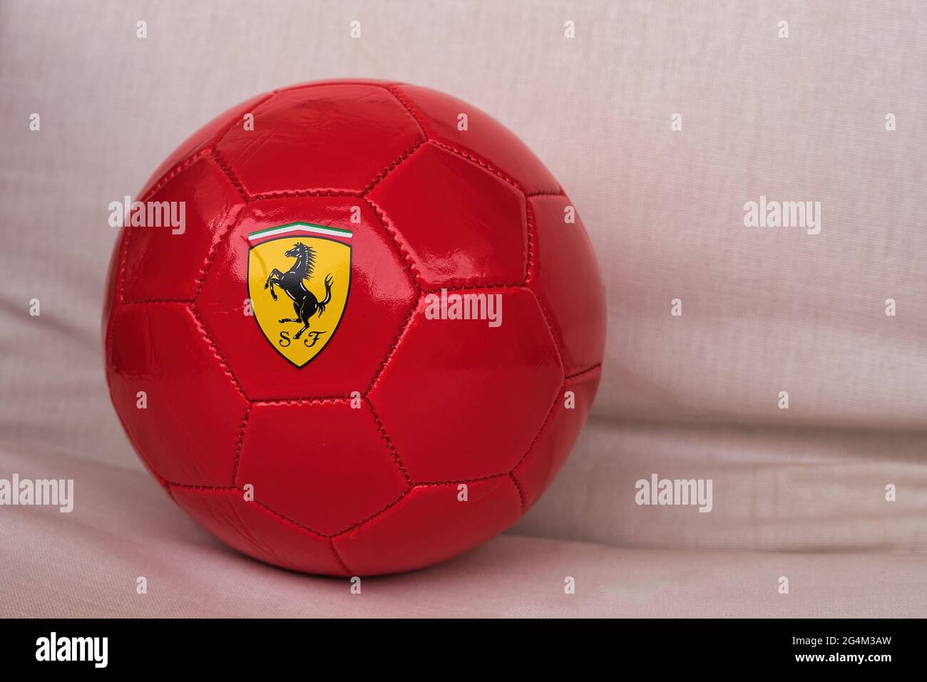 VOLOS, GREECE - Jun 22, 2021: Ferrari ball, the beautiful Ferrari ...