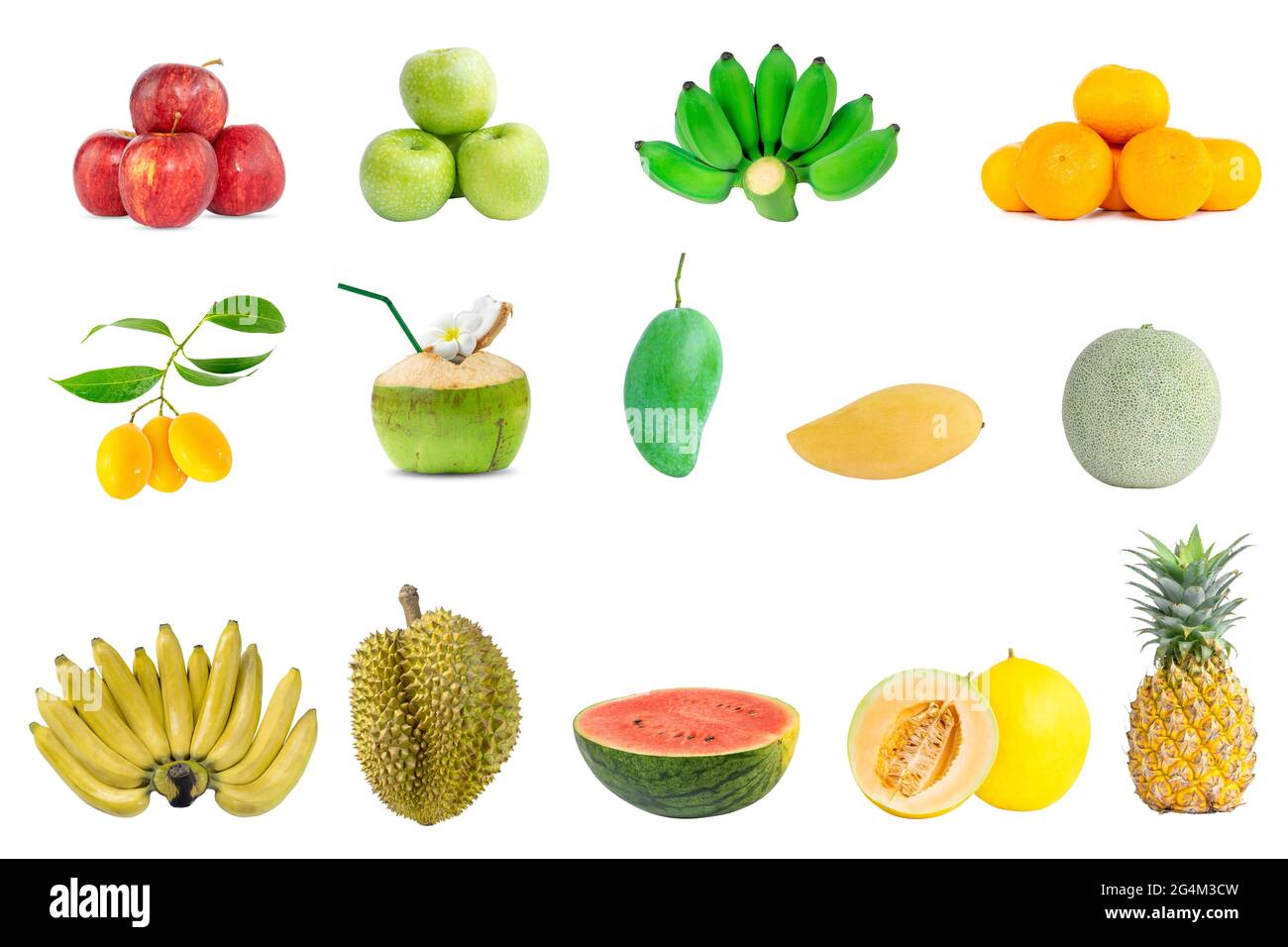 Collection group of freshness fruits isolated on white background Stock ...
