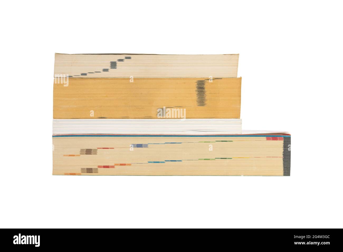 Closeup group of stacked thick books isolated on white background Stock ...