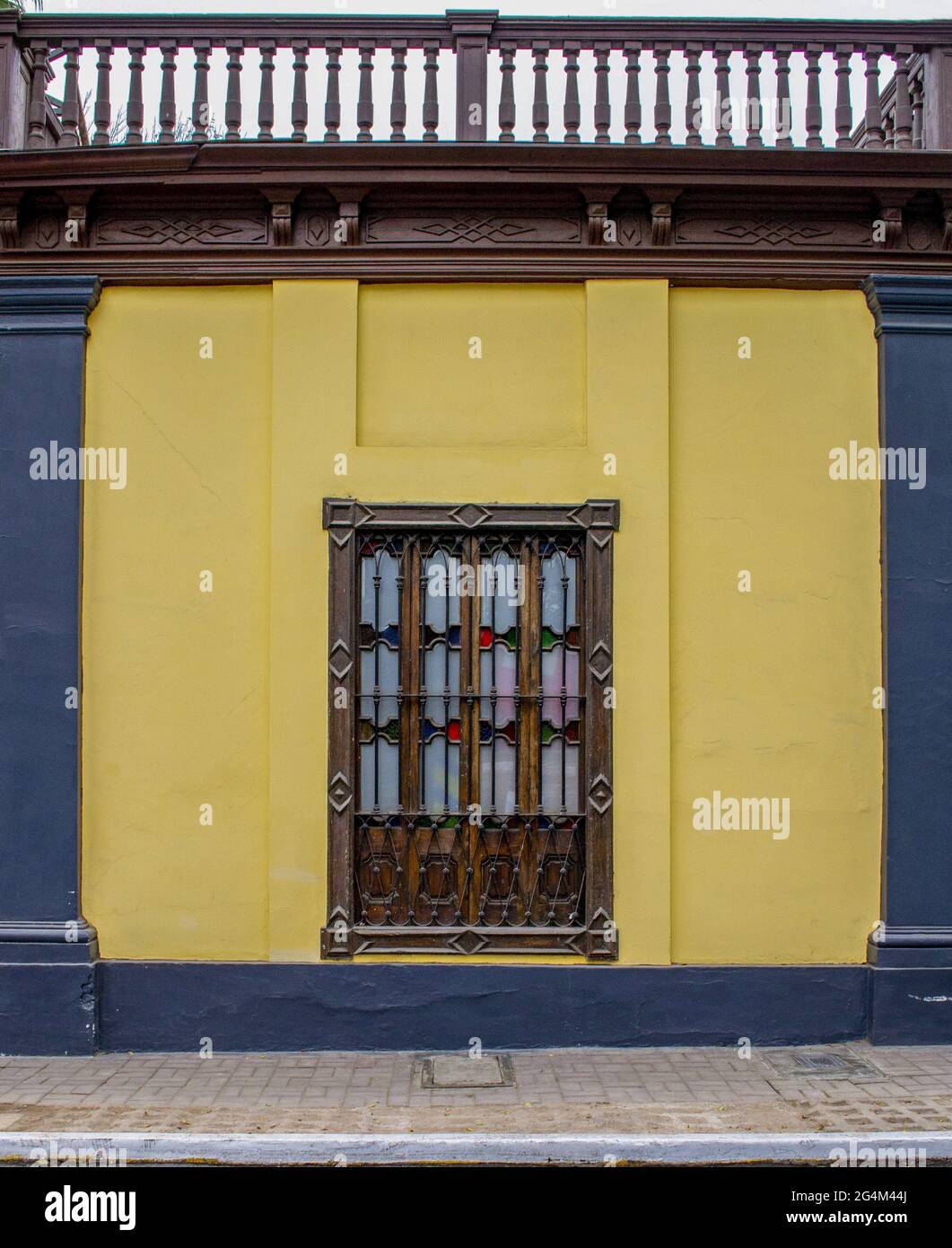 Ancient, vintage, colonial style window in Barranco district Stock ...