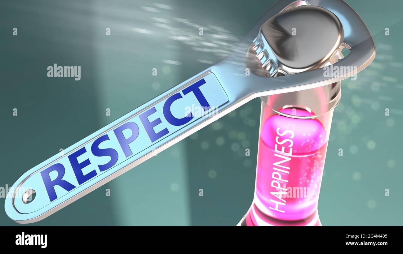 Respect open the way for happiness and brings joy - shown as a happy ...