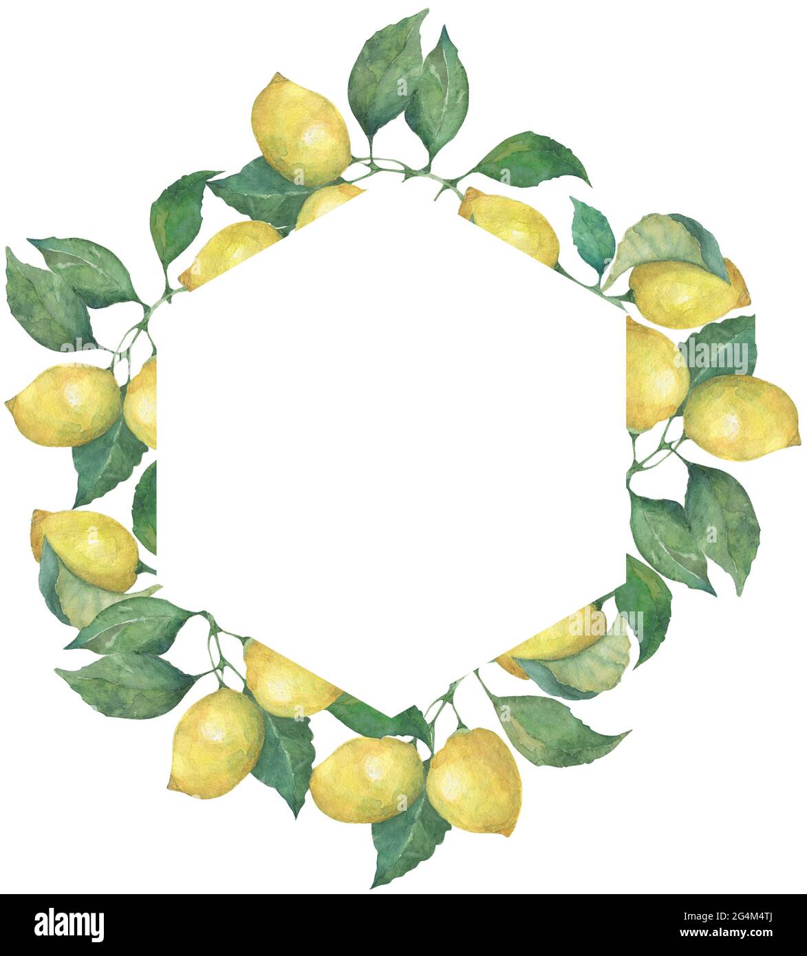 Watercolor lemon polygonal frame Stock Photo - Alamy