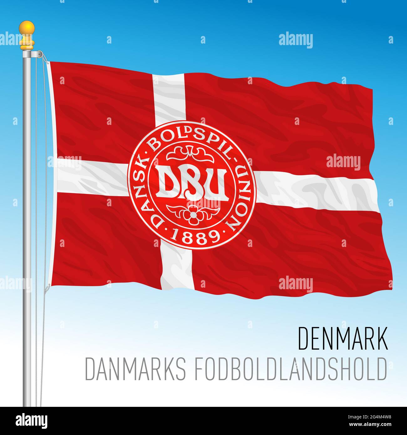 Copenhagen, Denmark June 2021 - Danish flag with Danish football ...