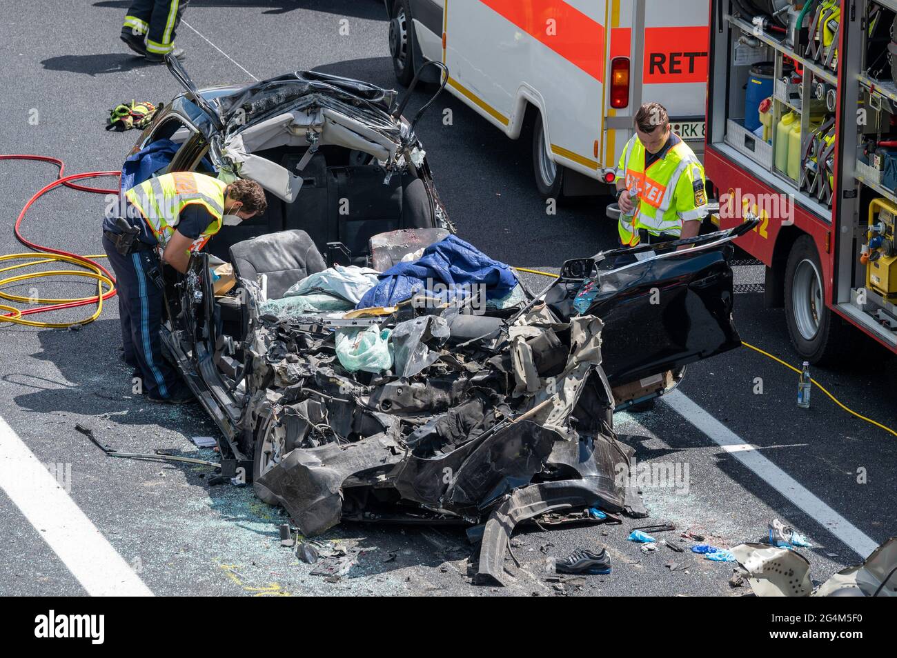 Regensburg, Germany. 22nd June, 2021. Rescue workers are on duty on the ...