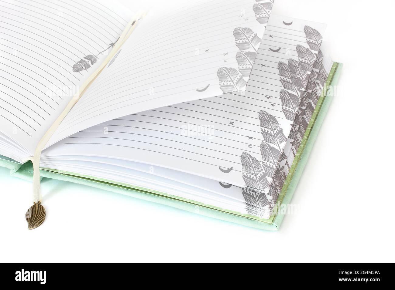 Handmade notepad. Beautiful notebook on white background Stock Photo ...