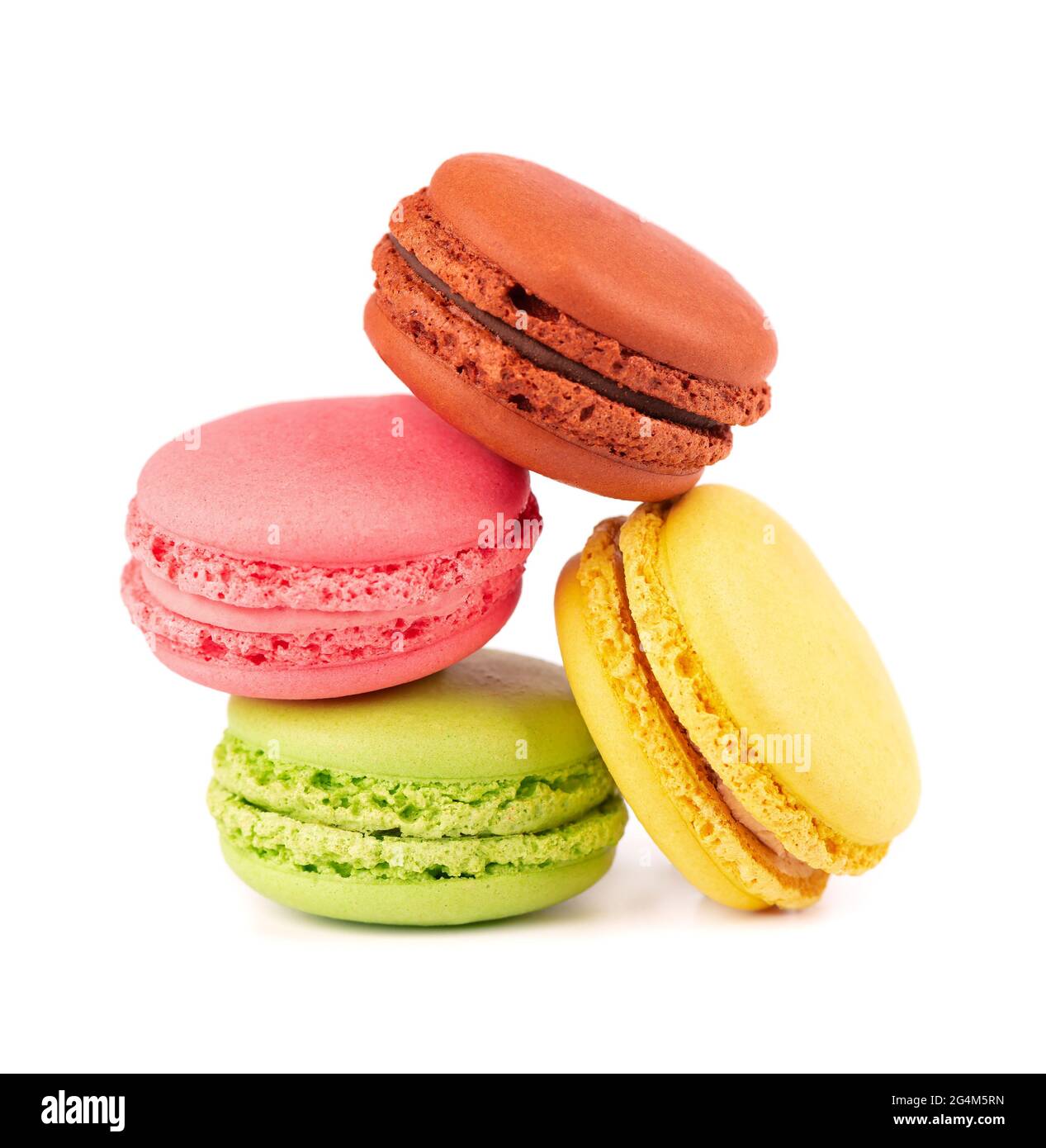 Fresh macaroons isolated on white background. Sweet and colourful ...