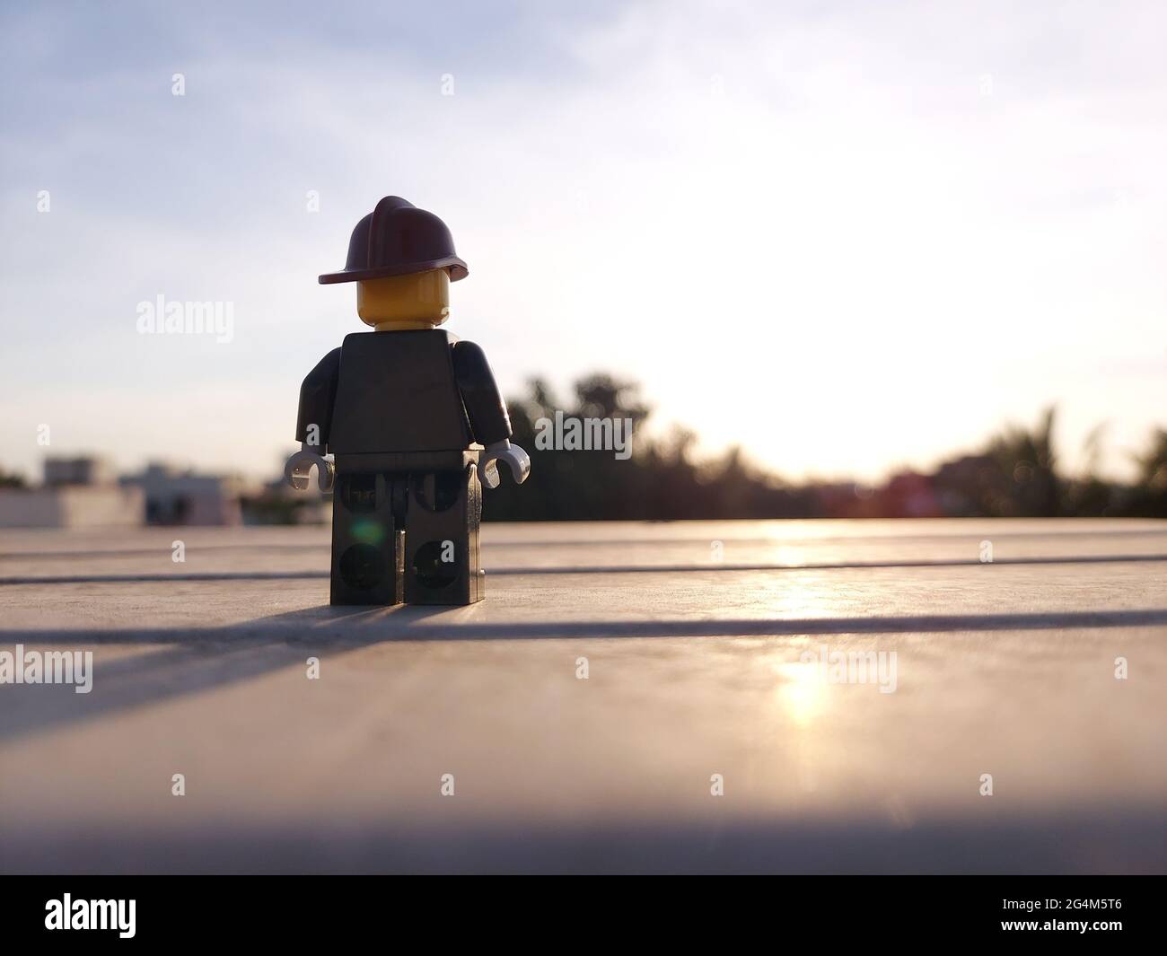 CHENNAI, INDIA - May 10, 2021: Lego toy man standing in golden hour ...