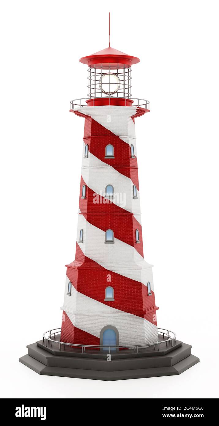 Generic lighthouse isolated on white background. 3D illustration Stock ...