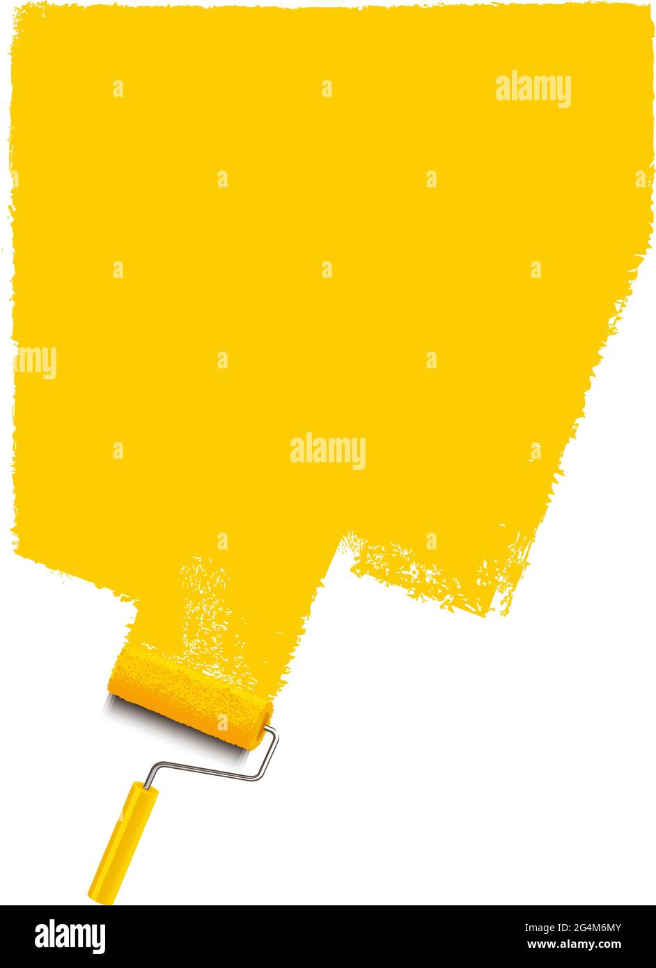 Yellow wall paint strokes background with paint roller Stock Vector ...