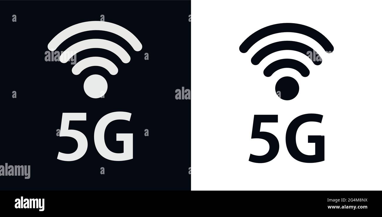 Abstract illustration with 5g network. Icons set. Wireless mobile ...