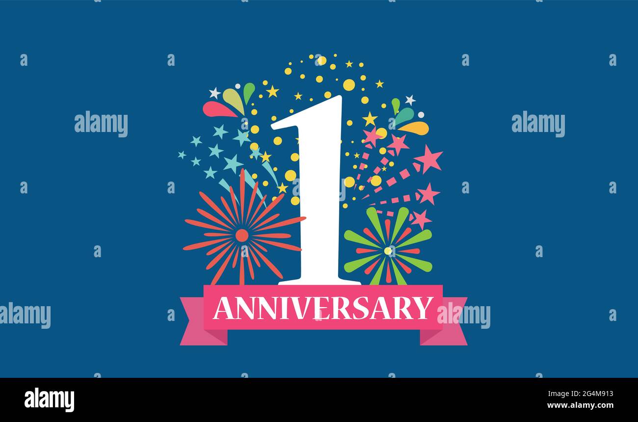 First Anniversary template for banner design. Wedding floral. Stock ...