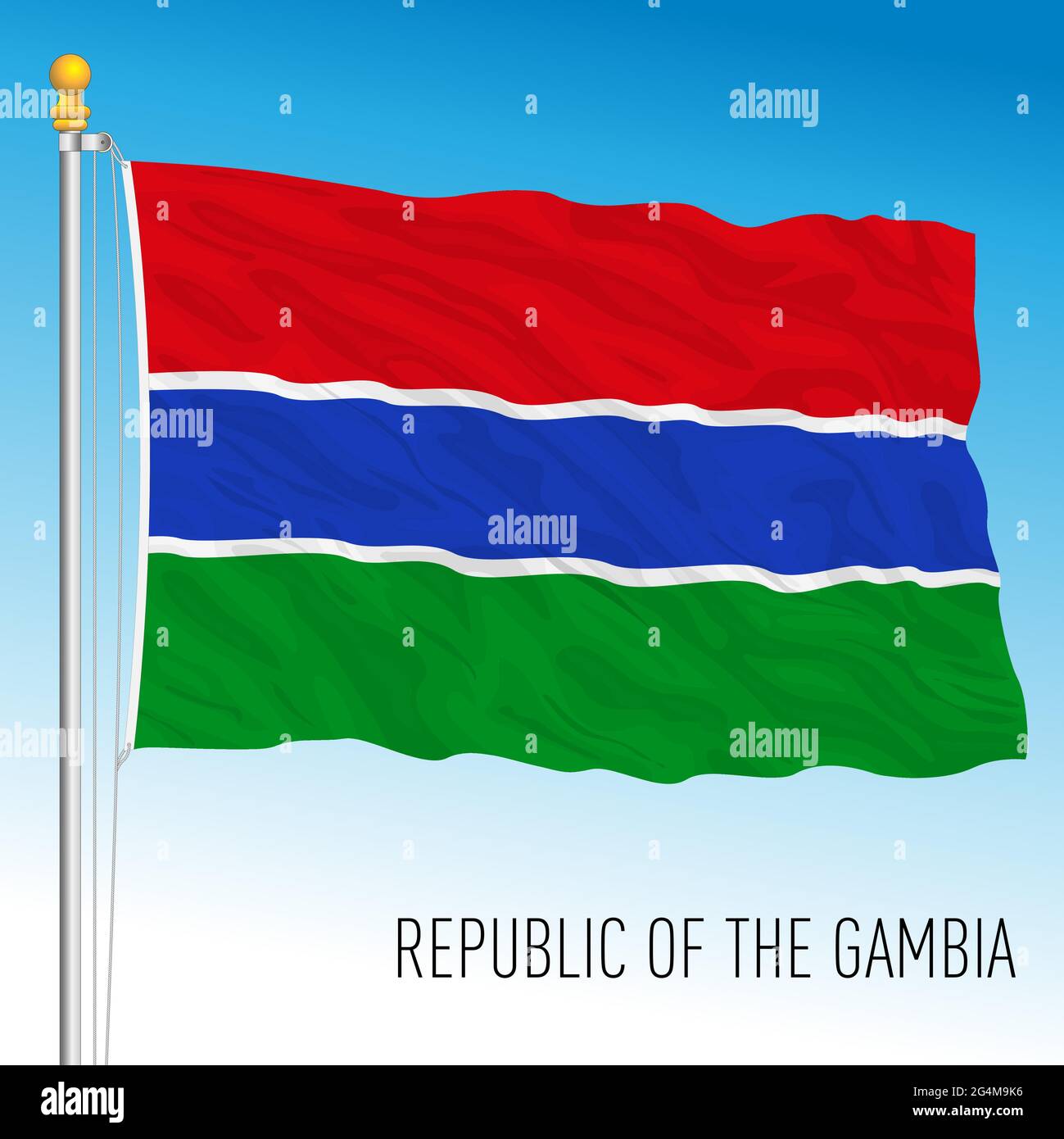 Gambia official national flag, african country, vector illustration ...
