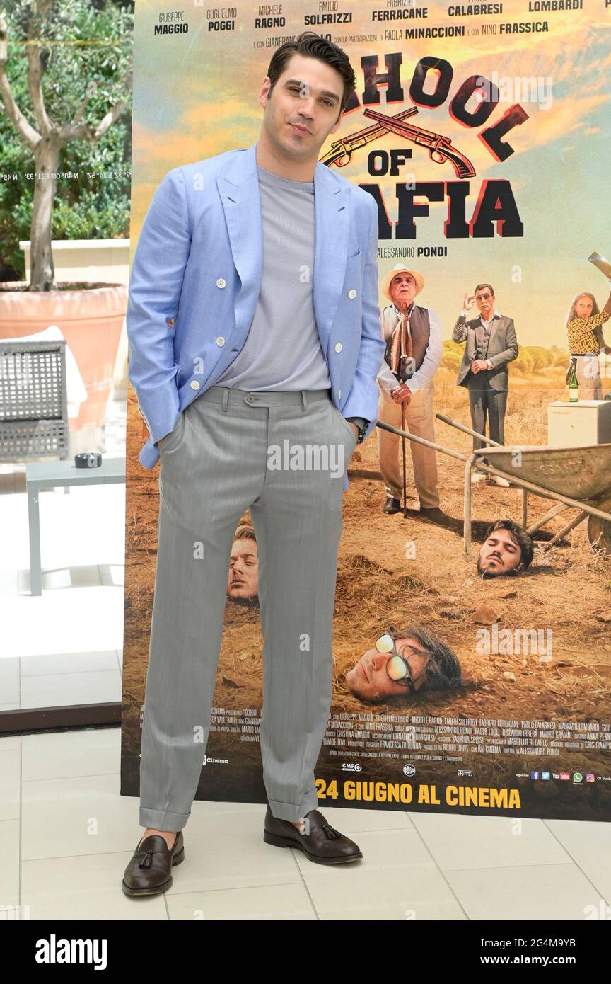 Giuseppe Maggio attends the School of Mafia film photocall at the ...