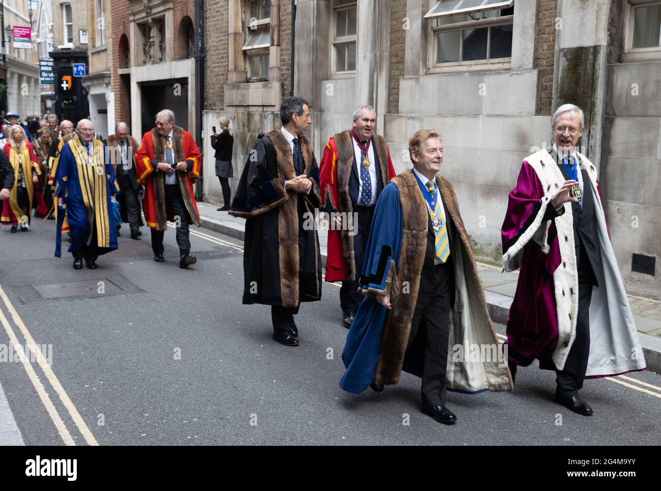London, UK, 22nd June 2021: The Masters of City livery companies gather ...