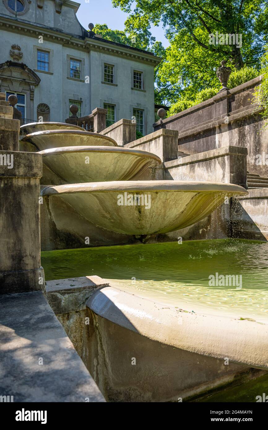 Cascading fountains at the historic Swan House mansion, the 1920s home ...