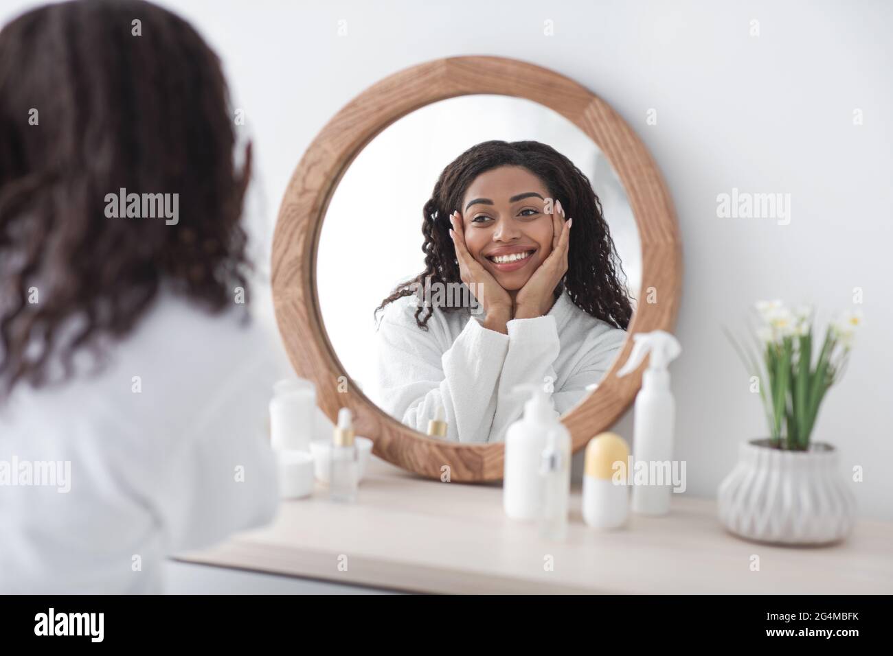 Positive mood, rest and relax at home, skin care Stock Photo - Alamy