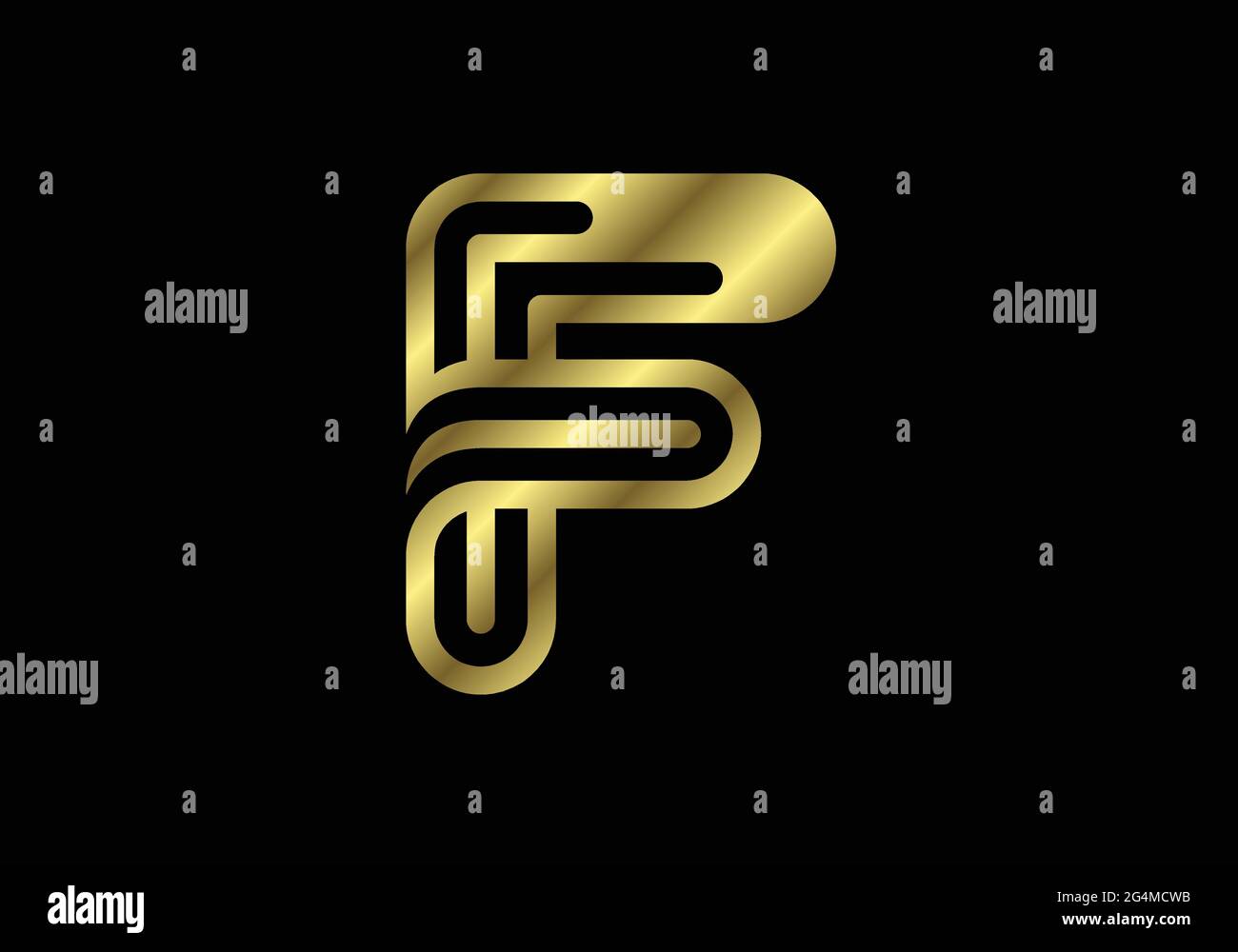 Golden capital letter F. Graphic alphabet symbol for logo, Poster ...