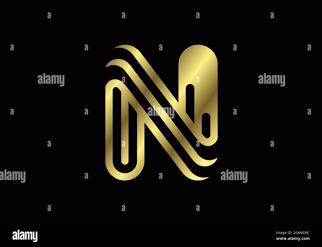 Golden capital letter N. Graphic alphabet symbol for logo, Poster ...