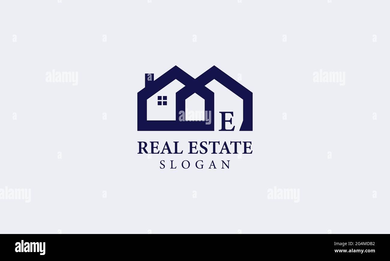 Alphabet E Real Estate Monogram Vector Logo Design, Letter E House Icon ...