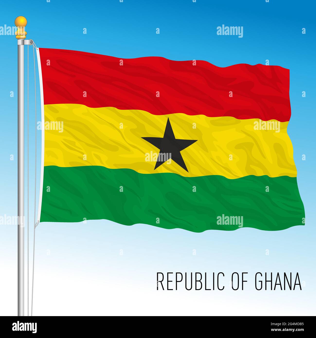Ghana official national flag, african country, vector illustration ...