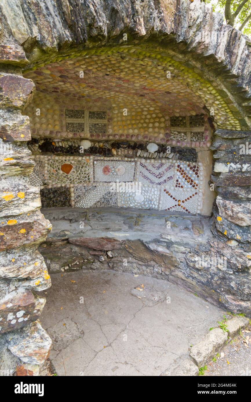 Shell seats, shell decorations grotto in Gyllyngdune Gardens at ...