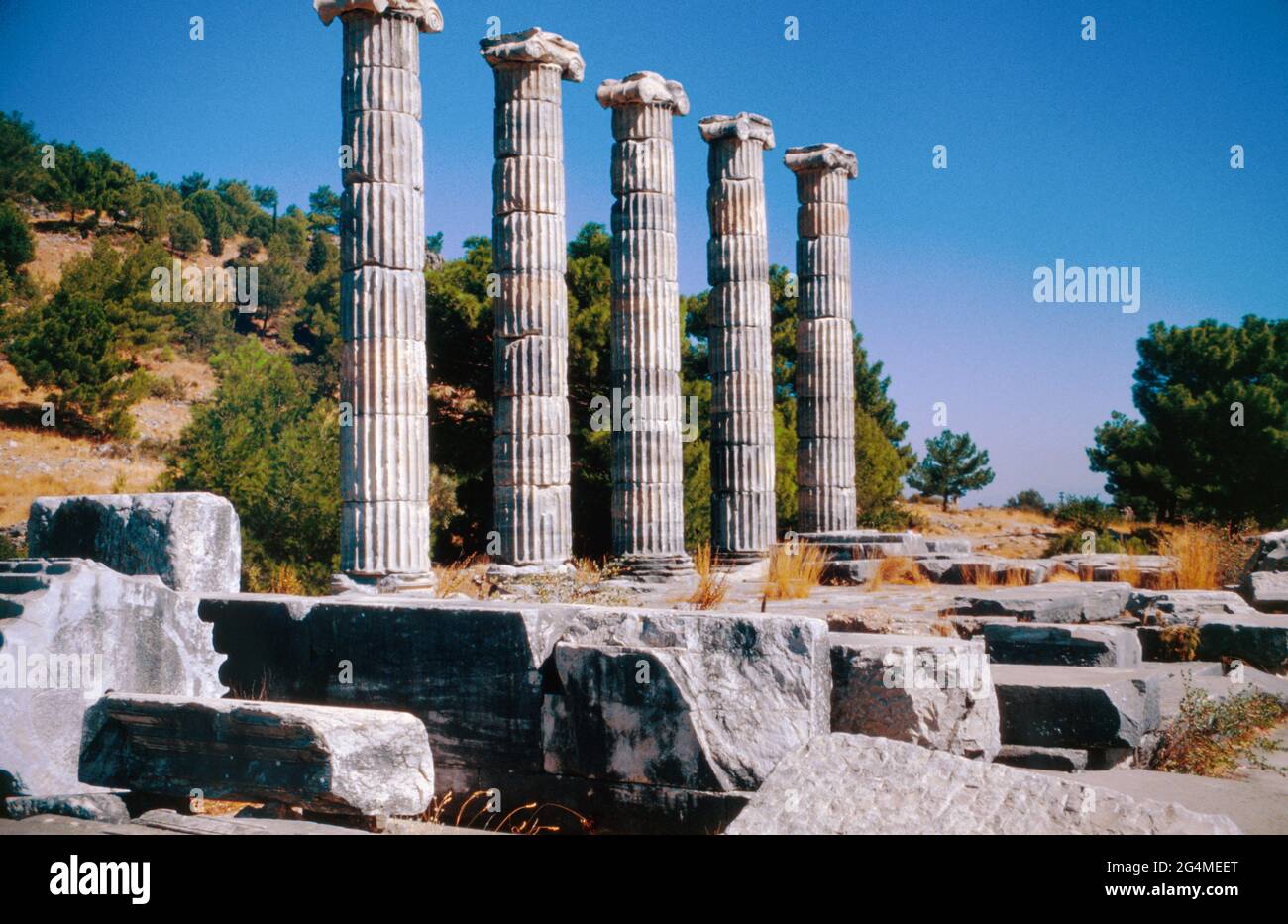 Priene - ruins of ancient town Ionia In Aydin province, Turkey. Temple ...