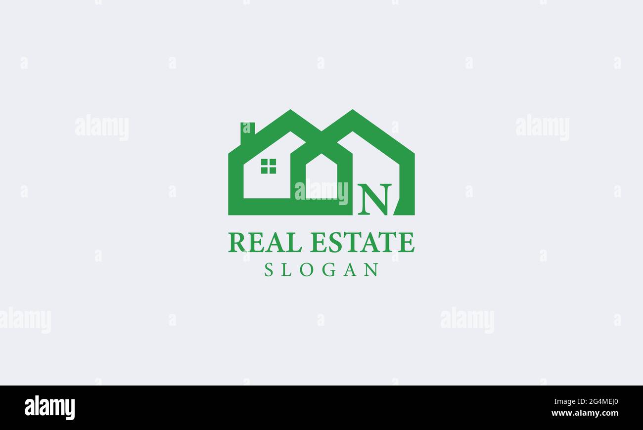 Alphabet N Real Estate Monogram Vector Logo Design, Letter N House Icon ...