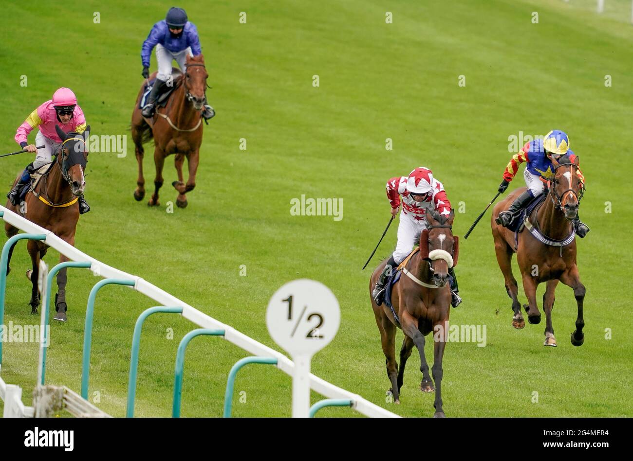 Lady Isabel ridden by jockey Simon Walker (front) wins the Roy Rocket ...