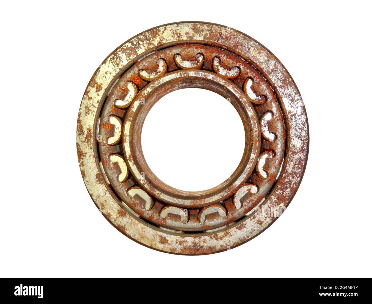 Flat lay of an old rusty ball bearing on white backgr Stock Photo - Alamy