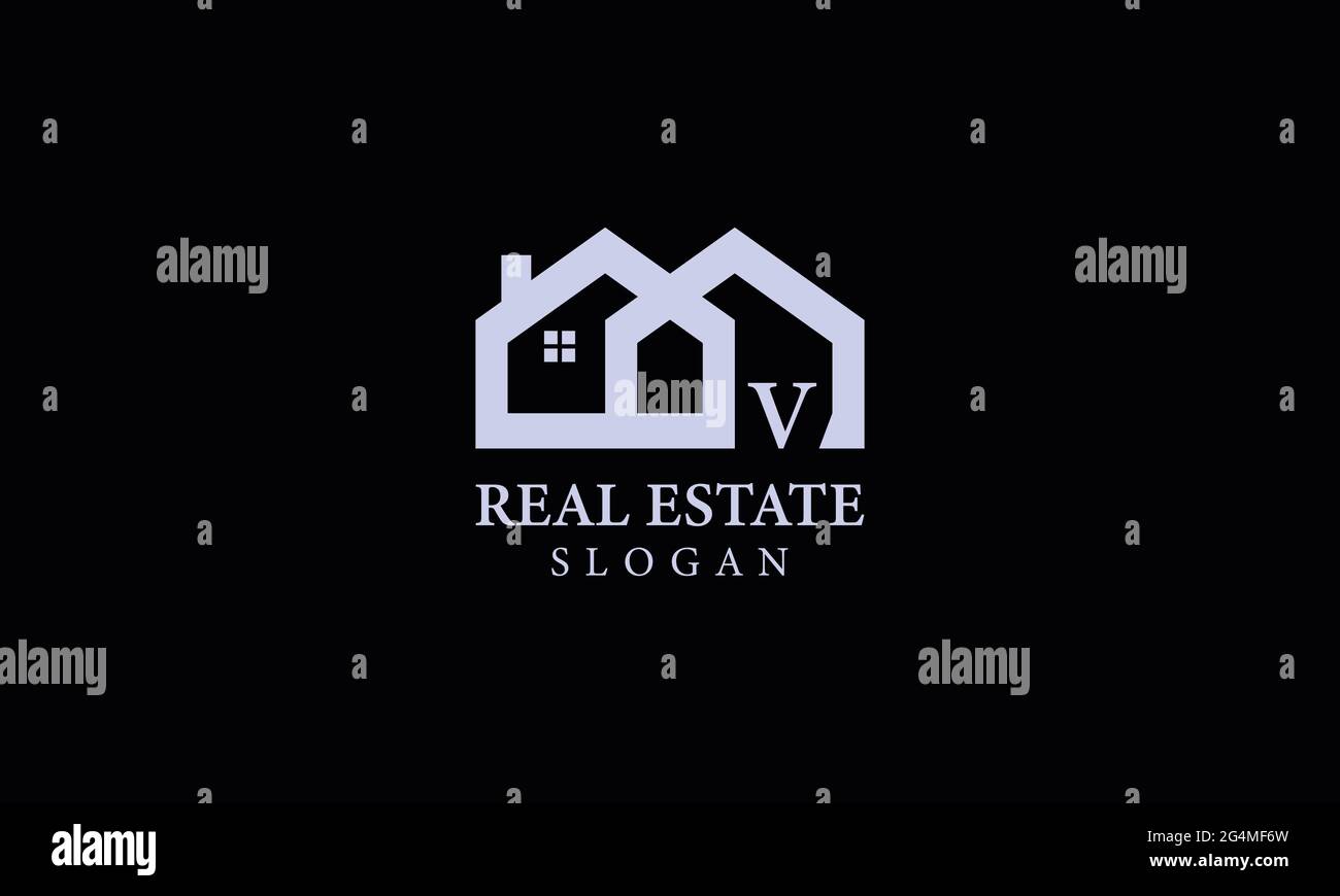 Alphabet V Real Estate Monogram Vector Logo Design, Letter V House Icon ...