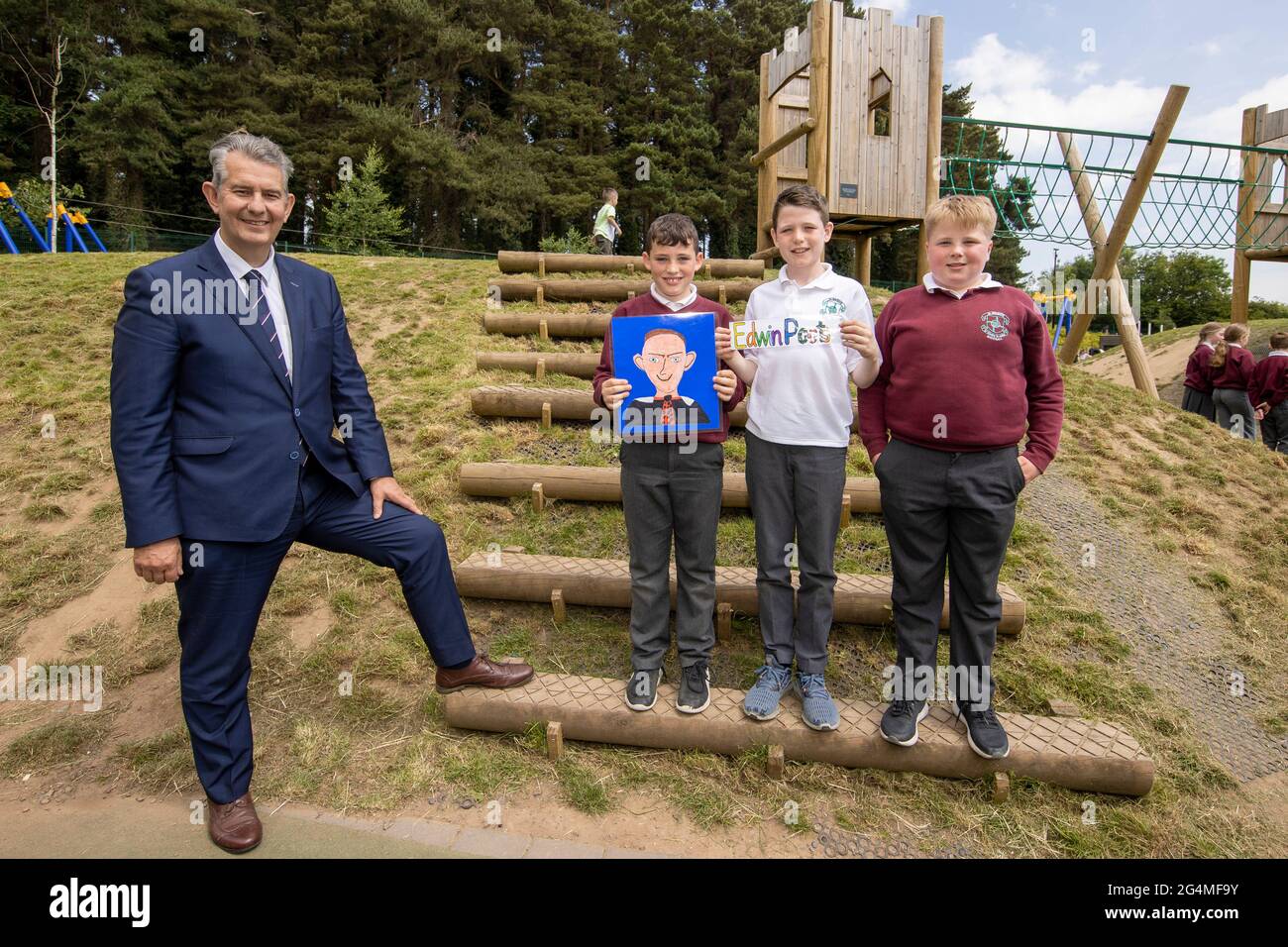 Minister for Agriculture Edwin Poots (left), with (left to right ...