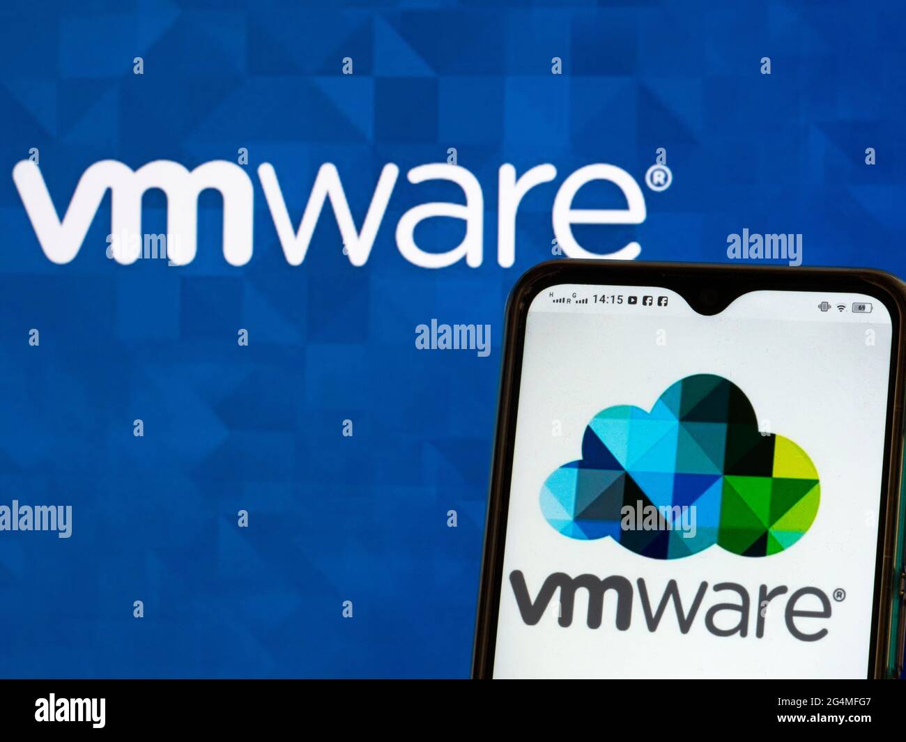 In this photo illustration, a VMware, Inc. logo seen displayed on a ...
