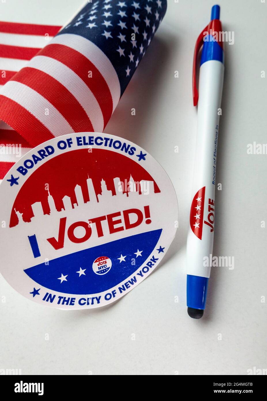 2021 Primary Election, I Voted Items and American Flag,, NYC, USA Stock ...