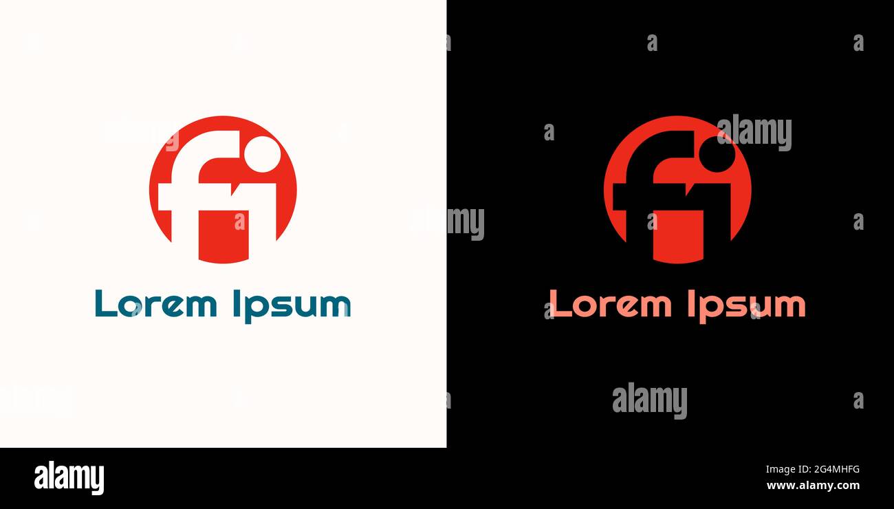 simple monogram combination letter f and i isolated circle ind black ...