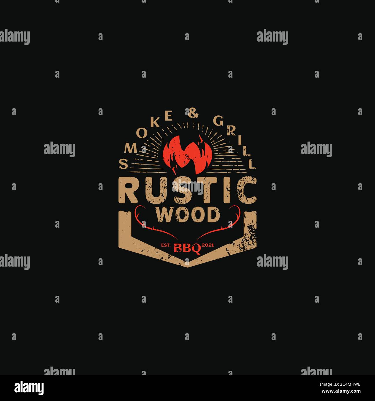 Vintage Retro Rustic BBQ Grill, Barbecue, Barbeque Label Stamp Logo ...