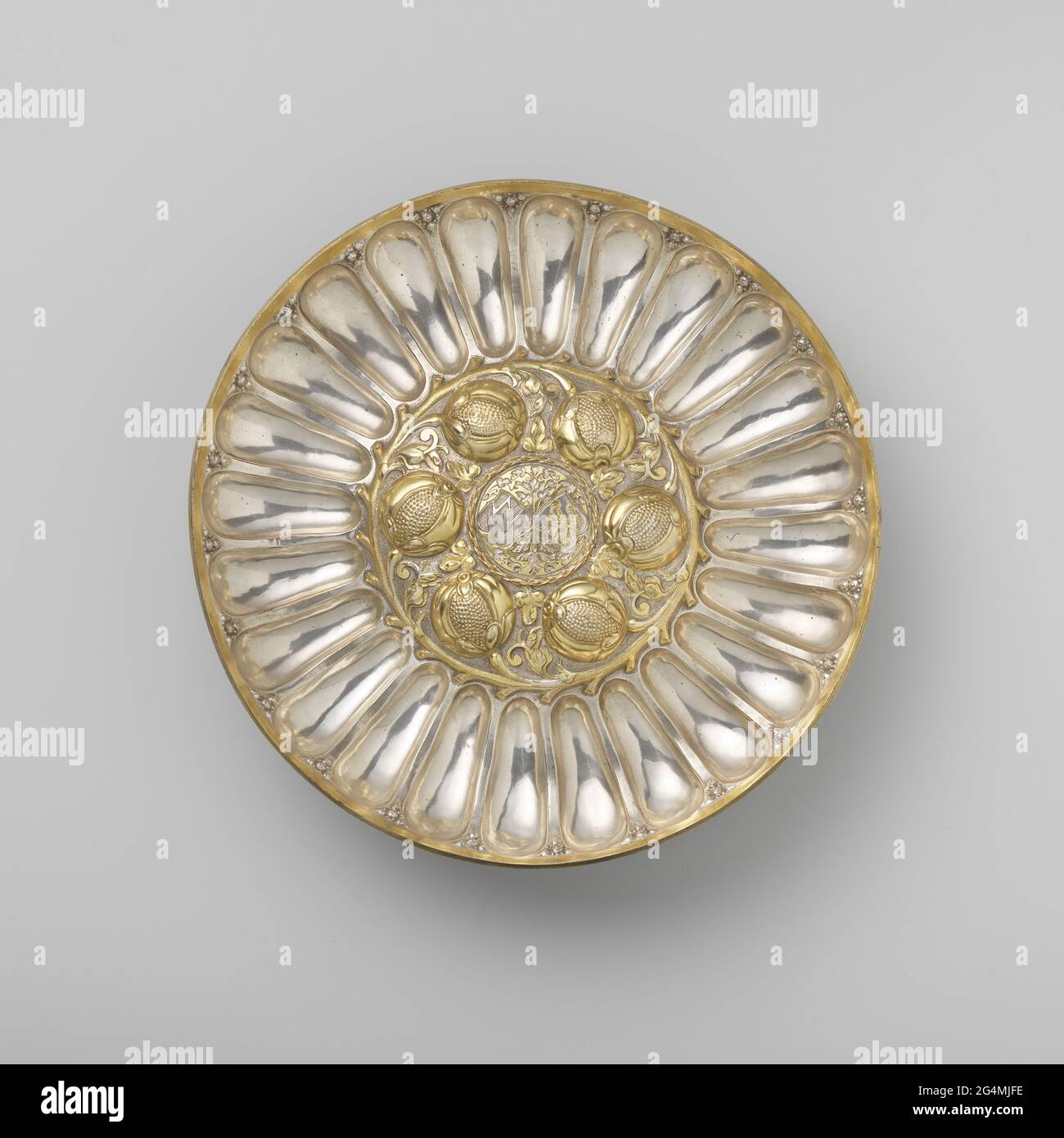 Galvanoplastic reproduction of the scale on three pomegranates from the ...