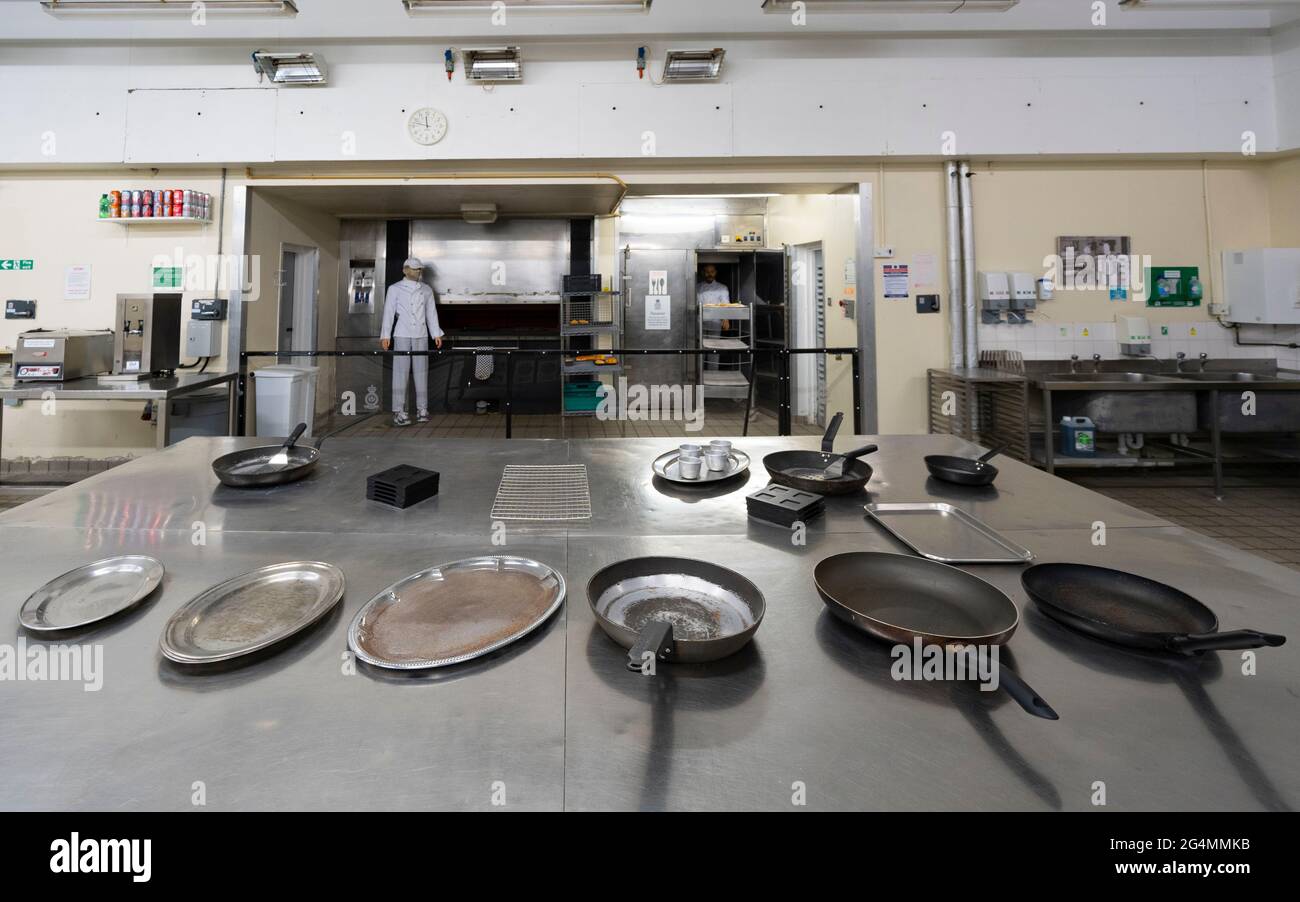 Kitchens inside former prisoner hall at Peterhead Prison Museum in ...