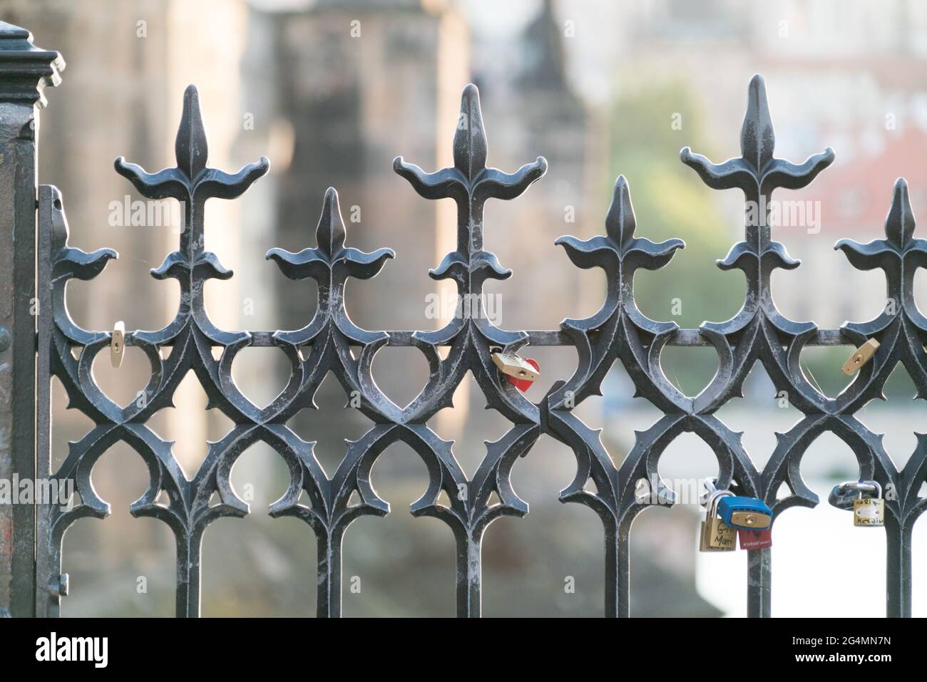 View of the Prague castle through a metal fence Stock Photo - Alamy