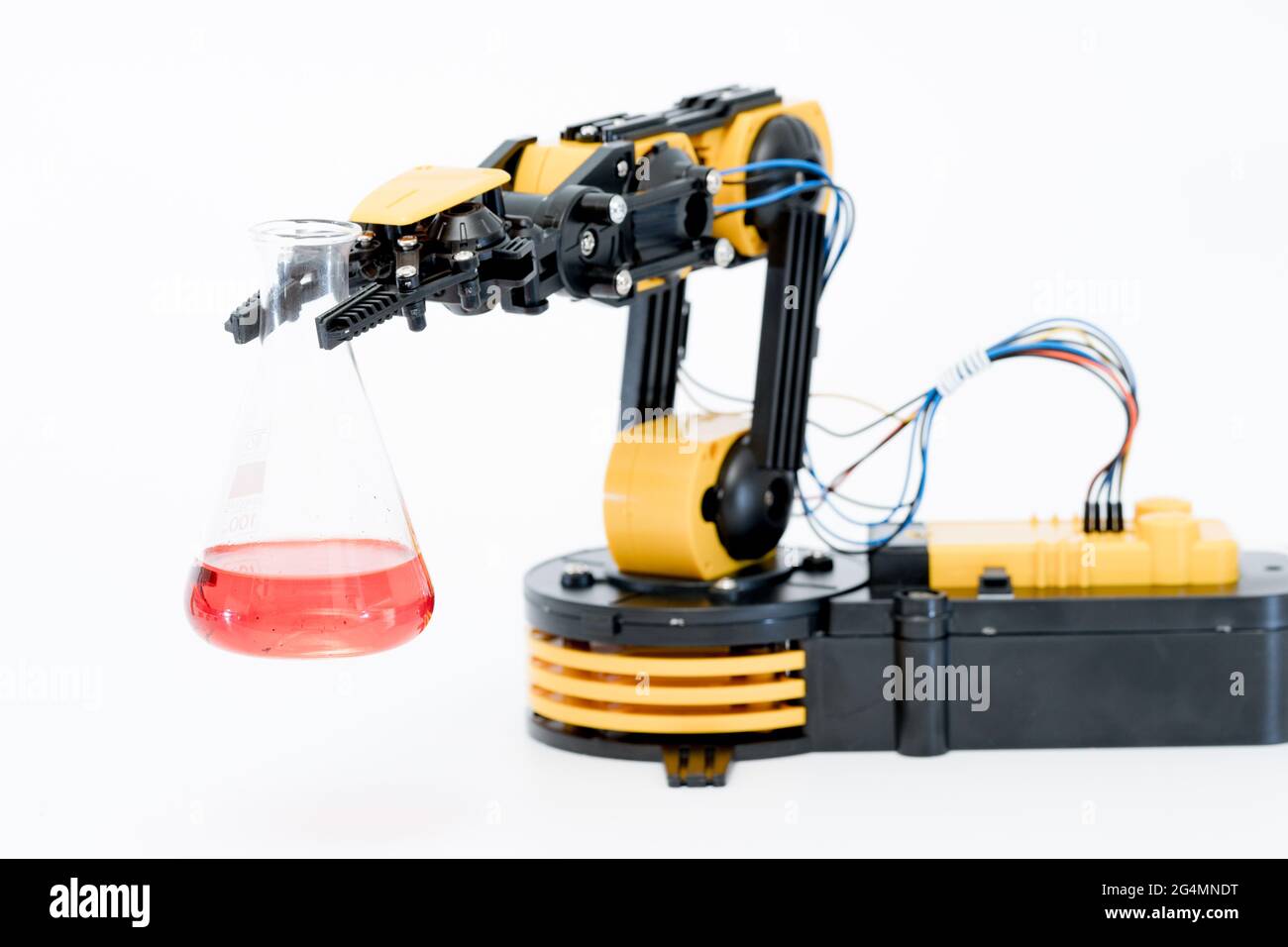 Laboratory robot with flask in robotics science laboratory Stock Photo ...