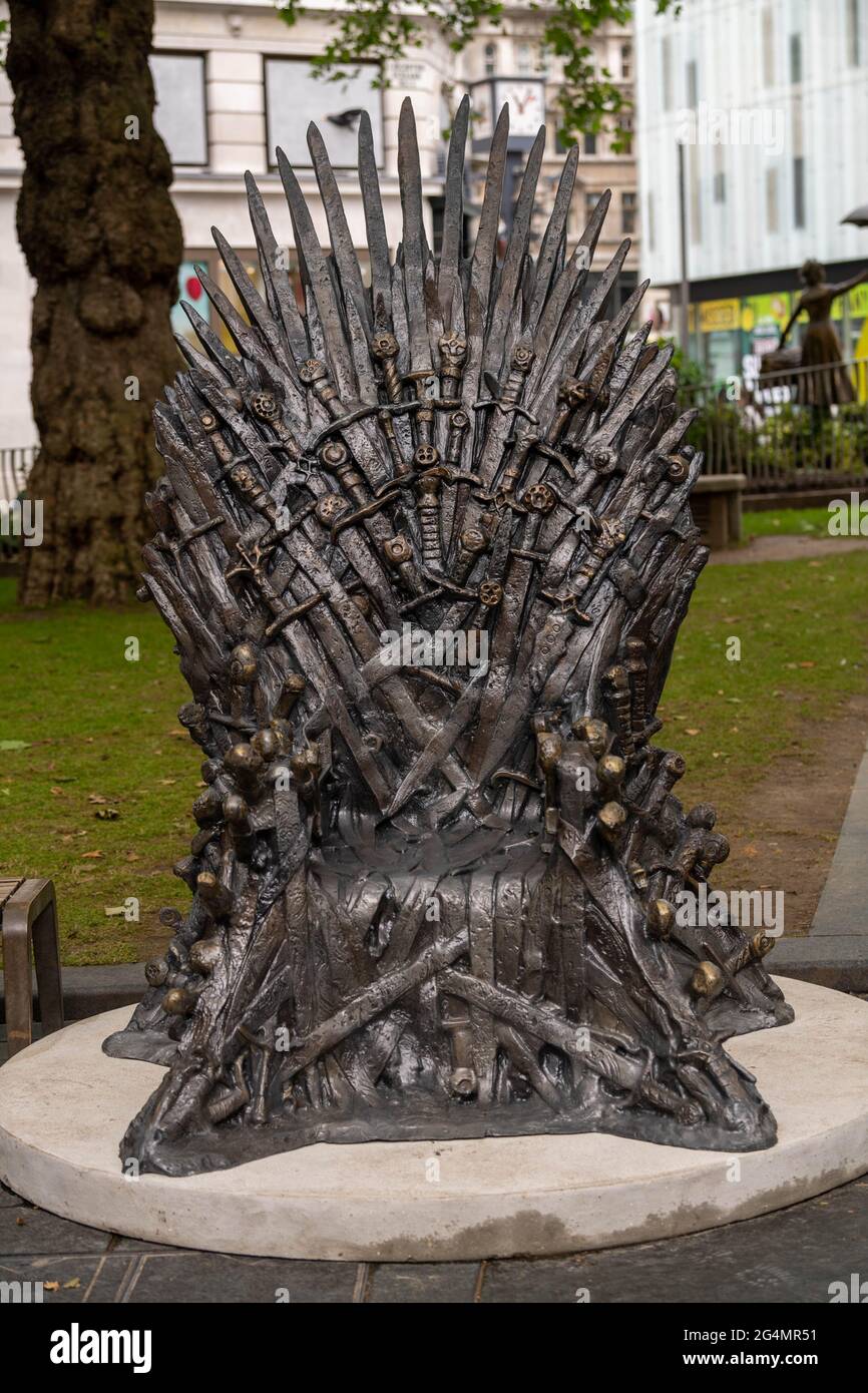 London, UK. 22nd June, 2021. A replica Iron Throne from Game of Thrones ...