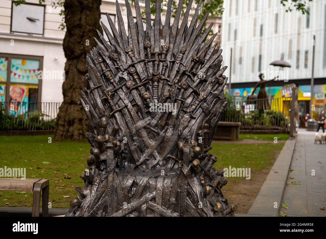 London, UK. 22nd June, 2021. A replica Iron Throne from Game of Thrones ...