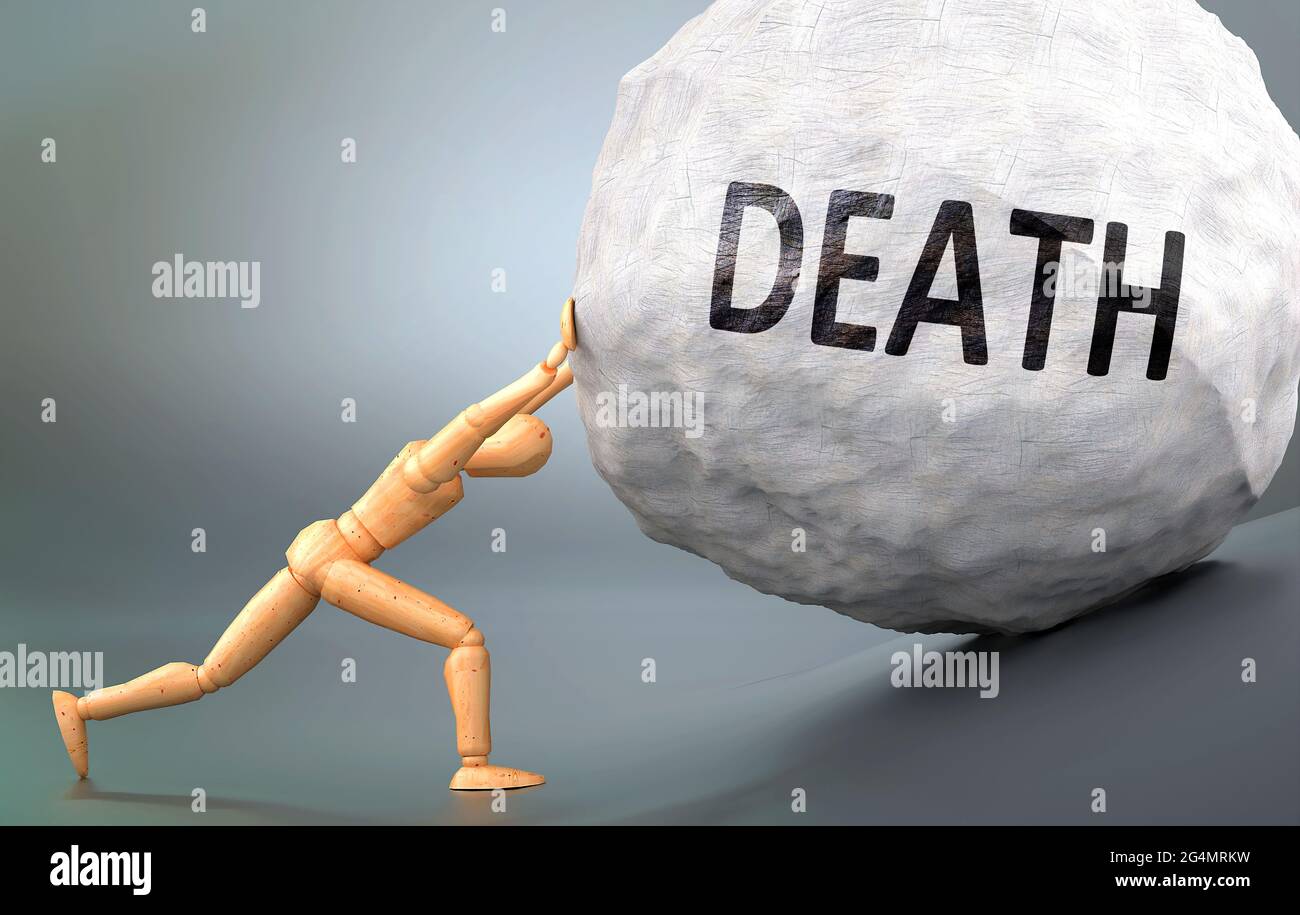 Death and painful human condition, pictured as a wooden human figure ...