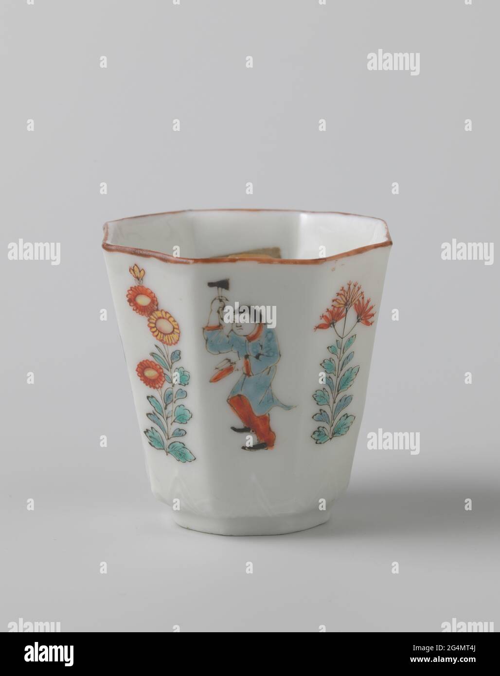 Octagonal Cup With Dancing Boys And Flowering Plants. Octagonal head of ...