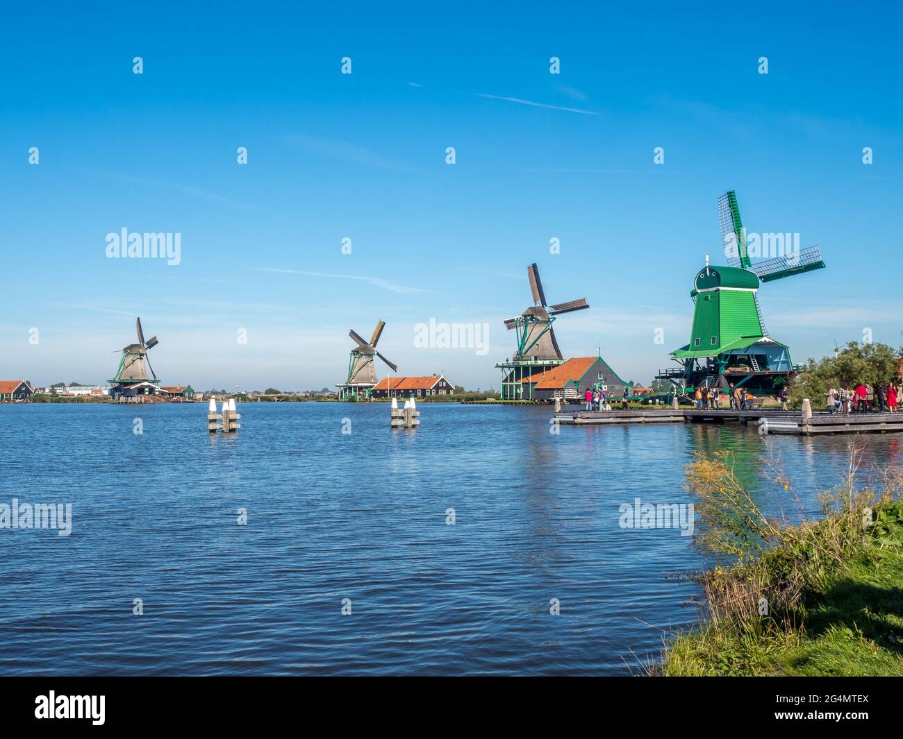ZAAN SCHANS - OCTOBER 2: View of four historic classic windmills in ...