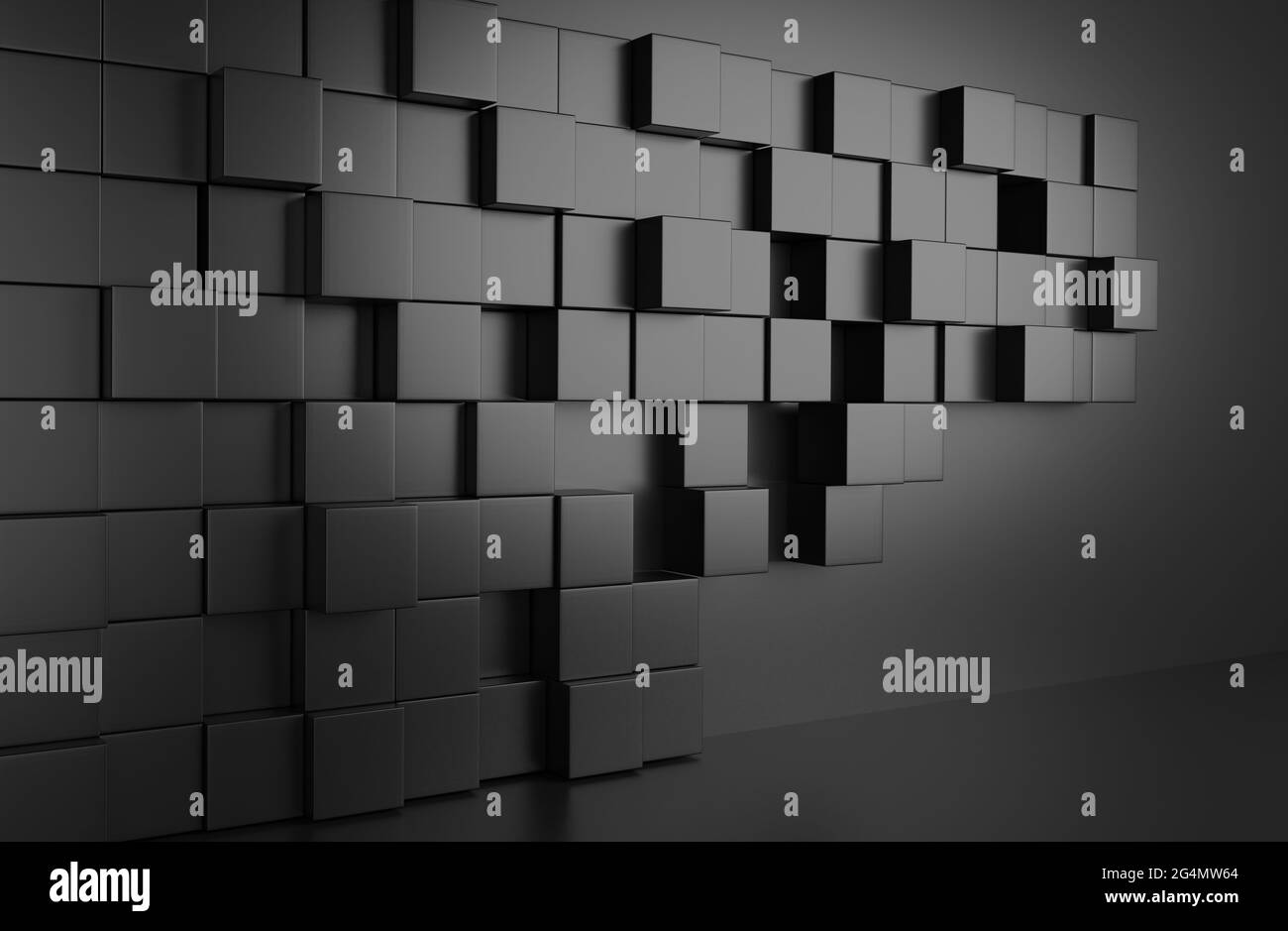 Abstract background of black blocks in perspective. 3d render Stock ...