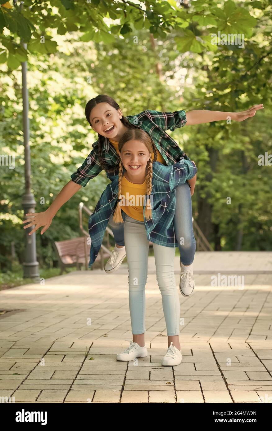 Having fun together. childhood happiness. happy childrens day. spend ...