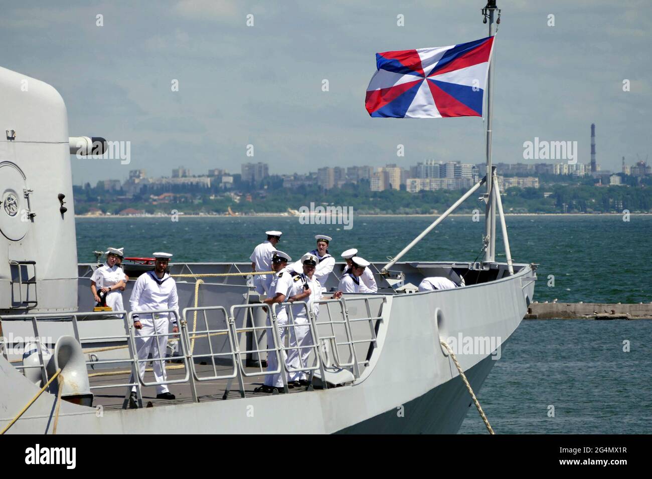 Non Exclusive: ODESA, UKRAINE - JUNE 18, 2021 - Crew members of HNLMS ...