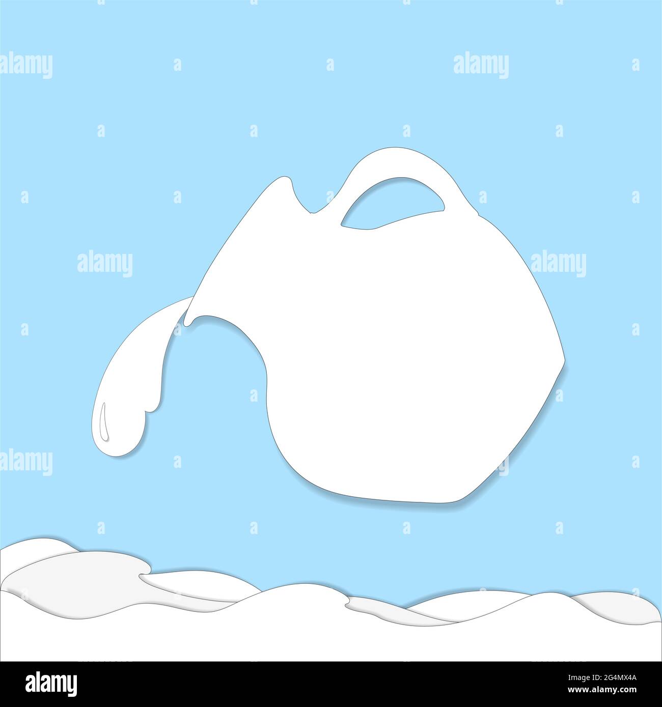 A PaperCut-style pitcher. A pitcher of water, pouring water. Liquid ...