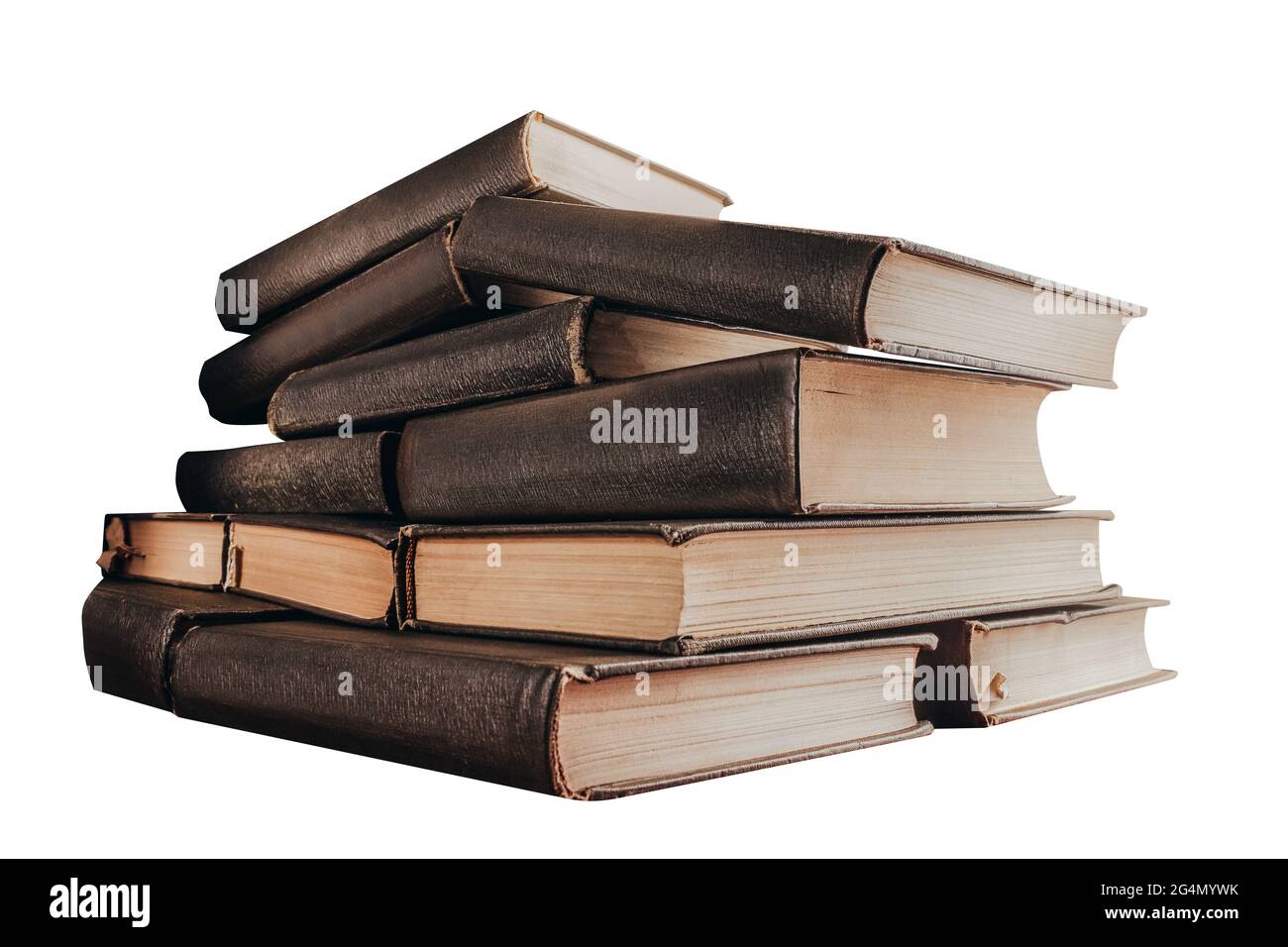 Isolated photo of old fashioned stack of books on white background ...